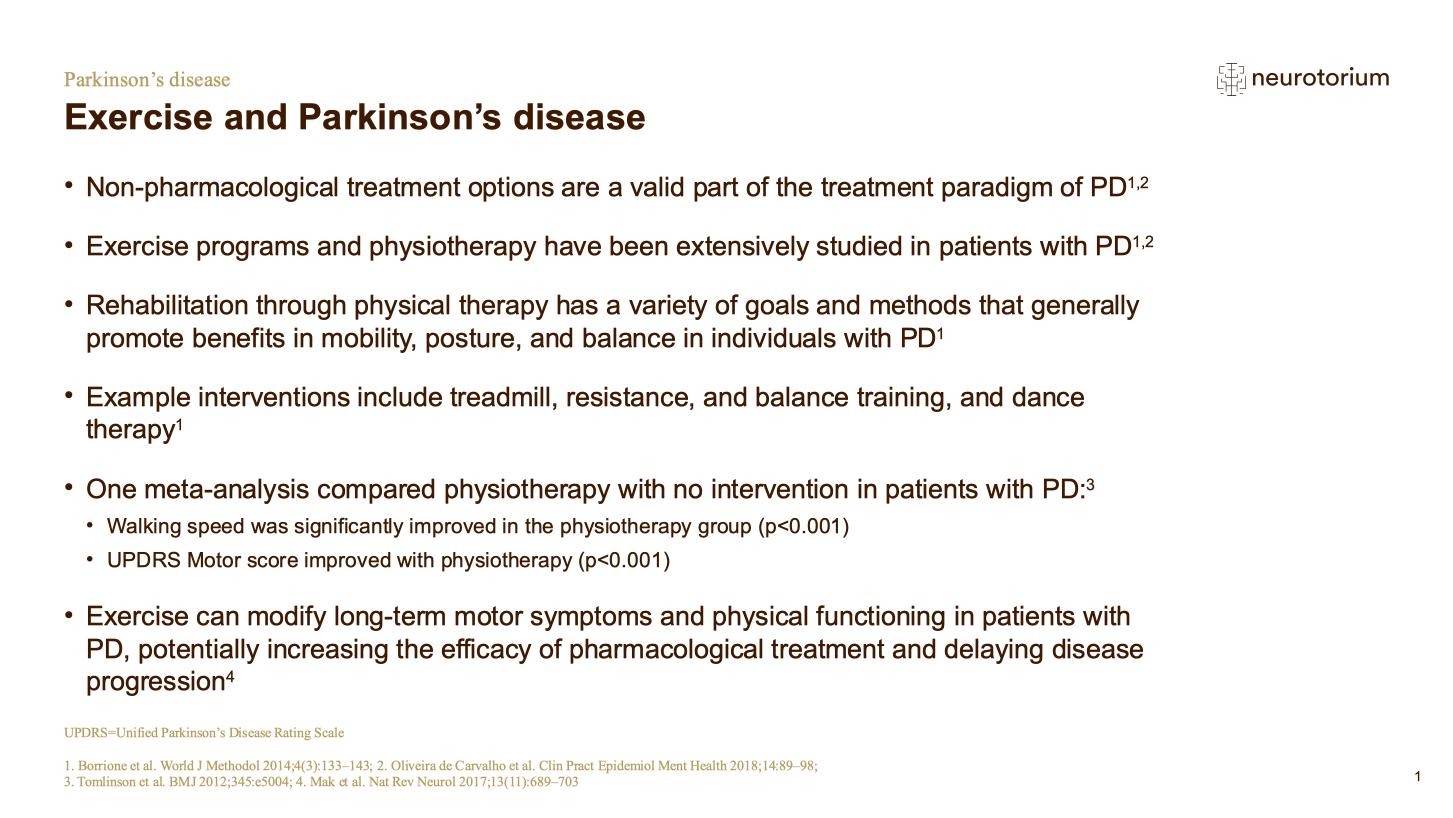 Parkinsons Disease - Treatment Principles - Neurotorium
