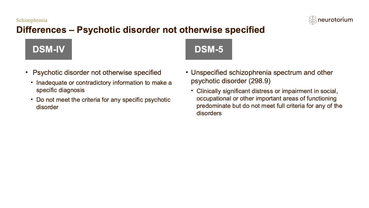 Differences – Psychotic disorder not otherwise specified - Neurotorium