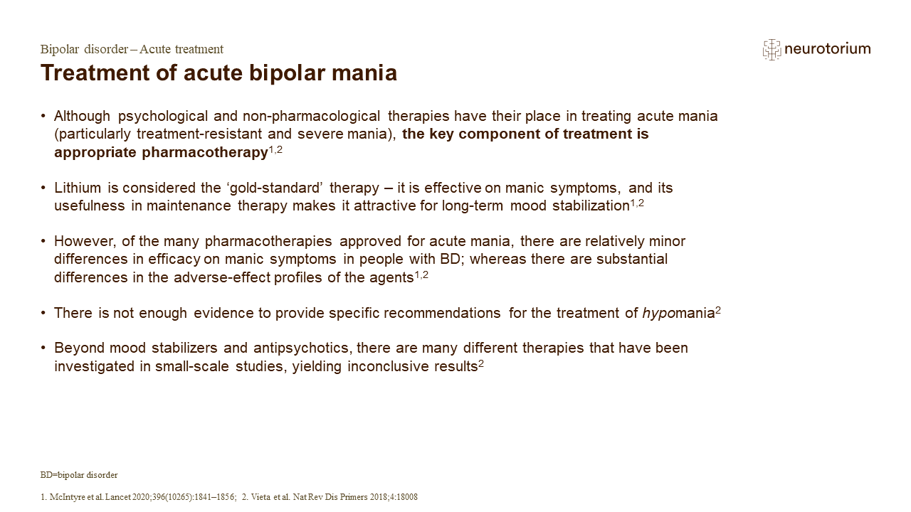 Treatment of acute bipolar mania - Neurotorium