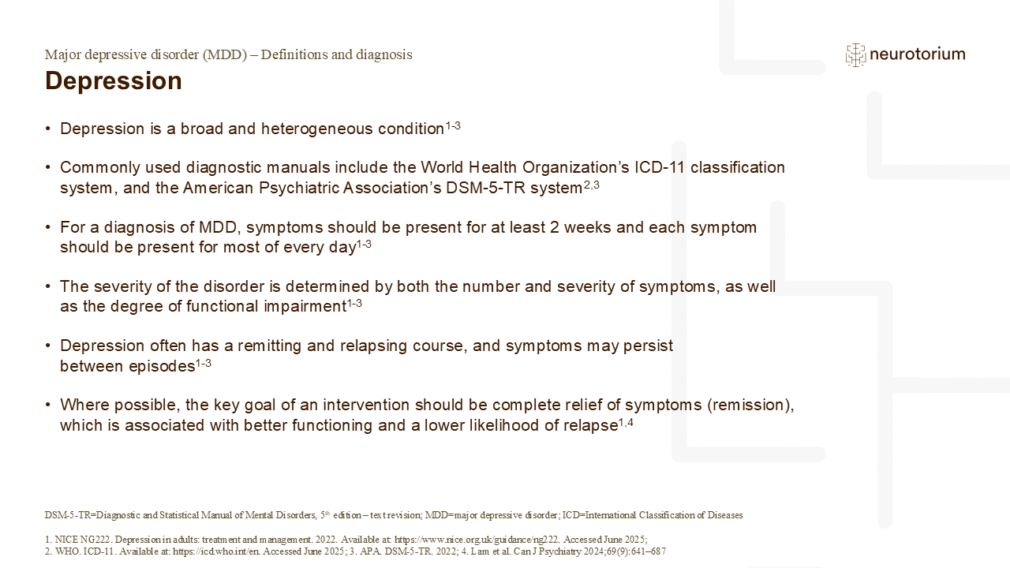 Major depressive disorder (MDD) - Definitions and Diagnosis - Neurotorium