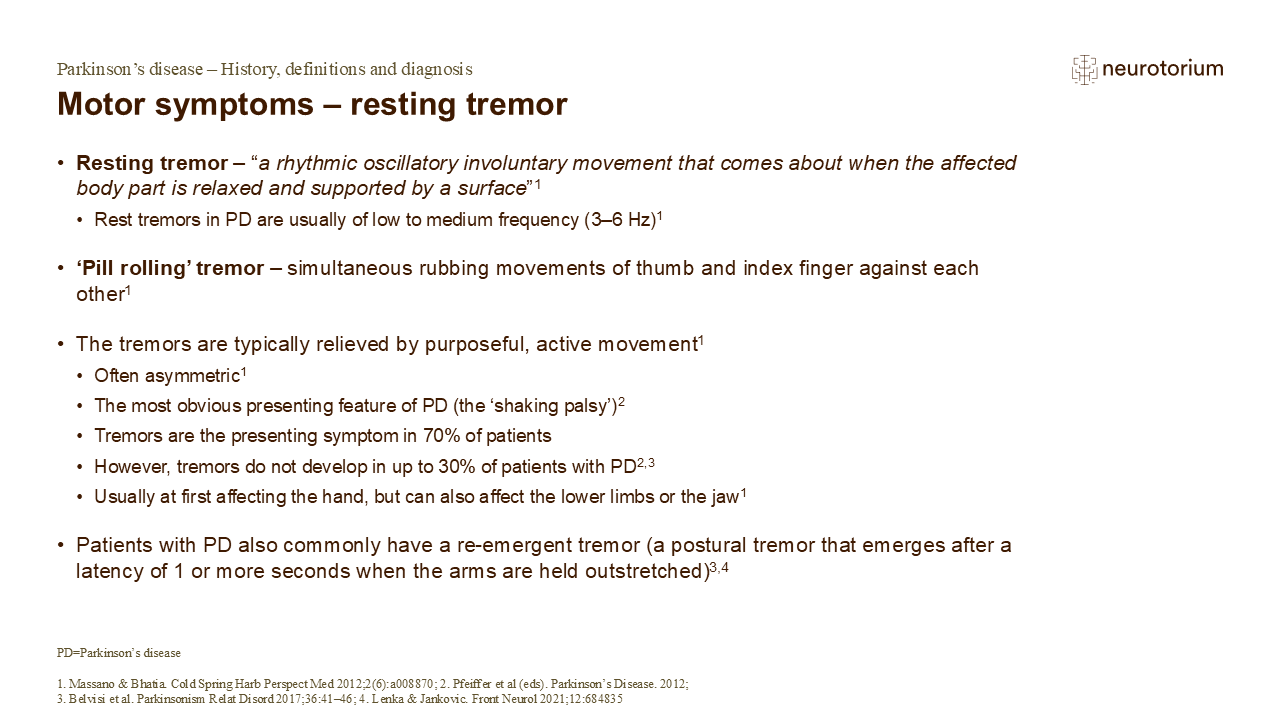 Motor symptoms – resting tremor - Neurotorium